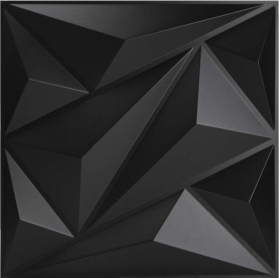 Wandpaneel diamant - PVC-paneel zwart - Binnenwanddecoratie 50 x 50cm ...