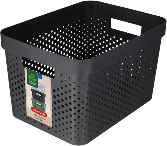 Curver Infinity Recycled Dots Opbergbox - 17L - Antraciet | bol
