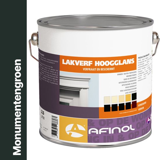 Afinol Hoogglans Lakverf Monumentengroen (N0.15.10) 2,5 liter - Lak ...