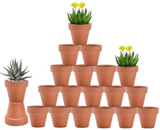 Terra Cotta Potten met Drainage - Perfect voor Planten - 20 Stuks - 7,6 ...