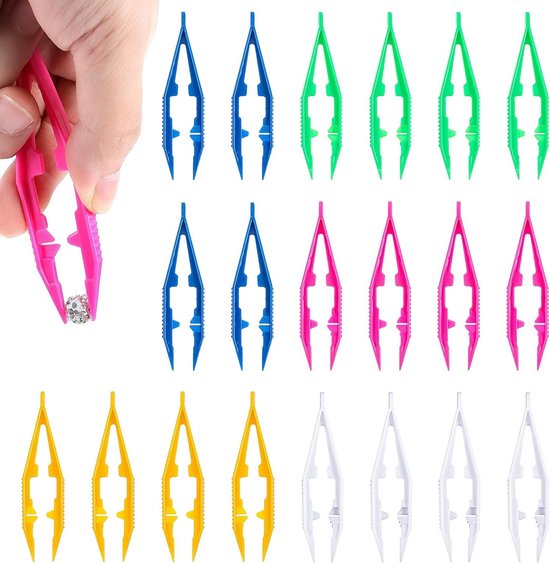 Allecto Plus - Set van 20 Plastic Pincetten voor Ambachten - 5 Kleuren ...
