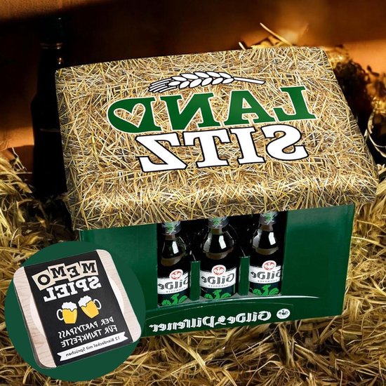 Bierkrat-opzetstuk landstoel met memospel en zitkussen voor bierkratten ...