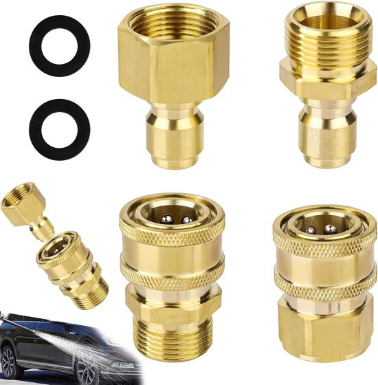 Allecto Plus - 4 stuks adapter hogedrukreiniger M22 14 mm naar 95 mm Quick Connect Kit... | bol