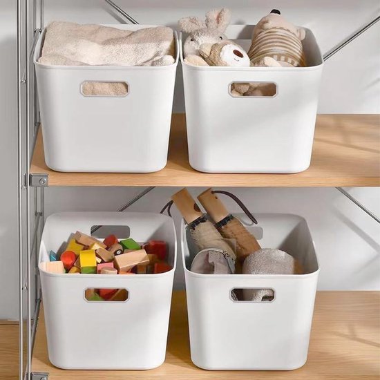 Opbergdozen Kunststof Organiser - Set van 10 - Wit - Met Handgrepen ...