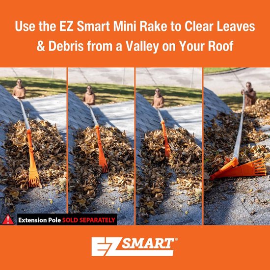 Mini rake head for removing leaves and dirt from roofs gutters and hard ...