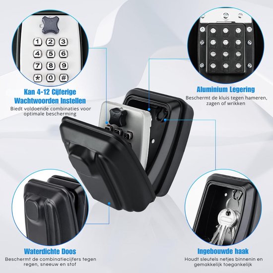 ZRSS® Sleutelkast voor buiten - Met code - Inclusief wandmontage | bol