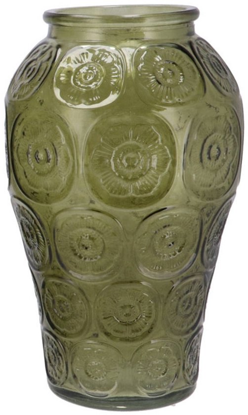 DK Design Bloemenvaas Circle - boeket vaas - glas - olijfgroen - 15 x ...