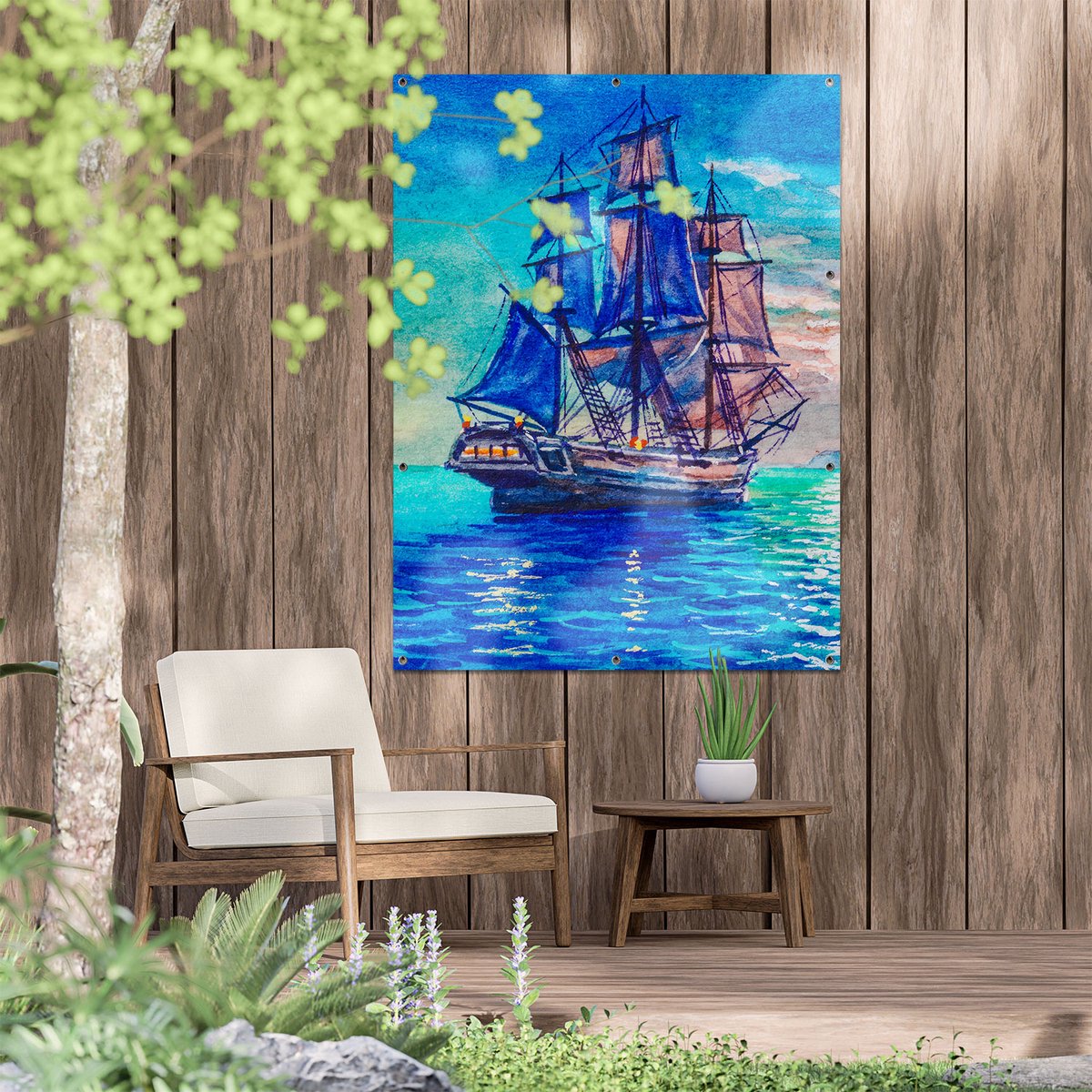 Gards Tuinposter Oude Piratenschip Zeilboot Getekend - 90x120 cm ...