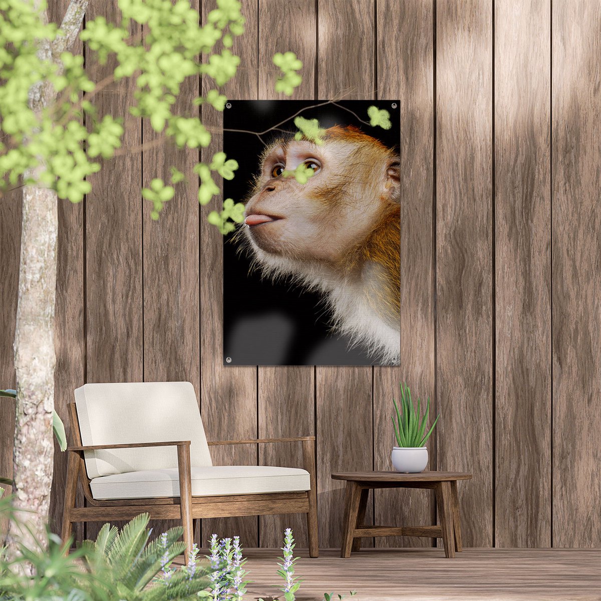 Gards Tuinposter Apenkop met Zijn Tong uit - Aap - 60x90 cm - Tuindoek ...