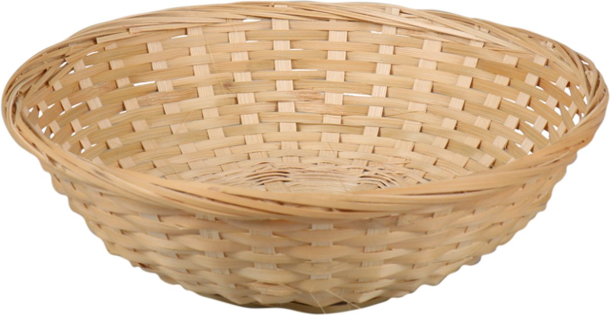 Broodmandje rond - 2x - bamboe hout - D22 cm - mandje rotan/riet ...