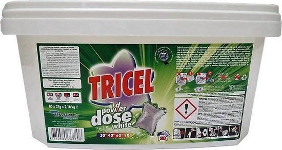 Tricel Powder Dose White - 80 waspods á 27 gram - Wasmiddel voor witte ...