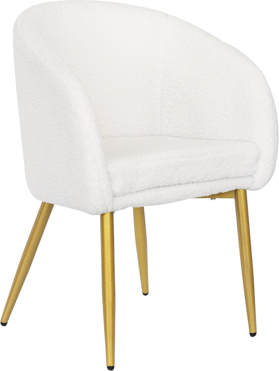 Teddy eetkamerstoel crème - Goude metalen poten - Design stoel met ...