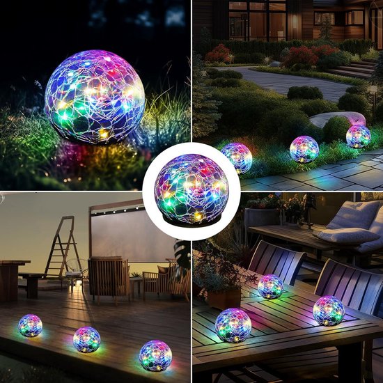 Solarlampen buiten tuin - diameter 10 cm - zonnelantaarn 30 leds ...