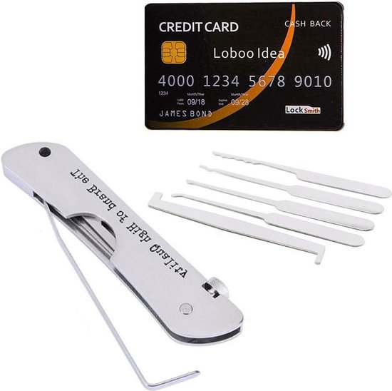 Lockpick set draagbare Creditcard Lock Picking Tool en jackknife Single Hook Picks -... | bol