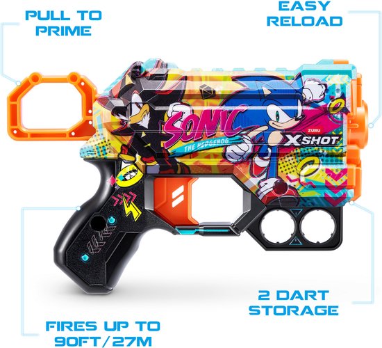 ZURU - XSHOT - Skins Menace Blaster - Mega Sonic Skin - Met 8 pijltjes ...