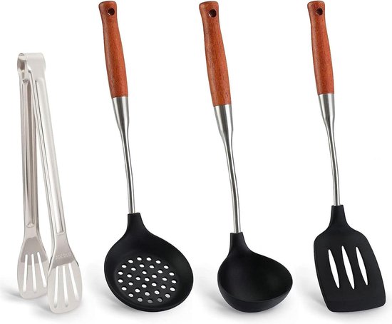 Siliconen schuimlepel en pollepel set - keukentang en anti-aanbak ...