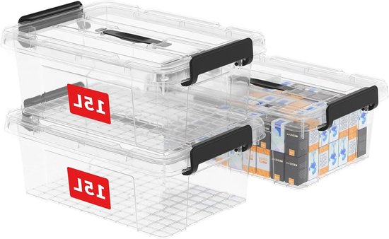 Opbergdozen plastic - 15L x 3 - opbergdoos met deksels - organiserende ...