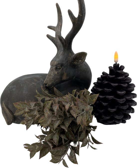 Decoratiebeeld liggend Hert vintage bruin steen maat M 17 x 21,5 cm ...