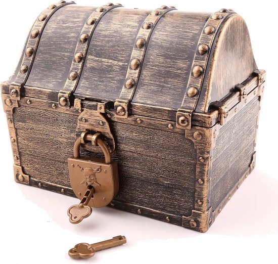 Grote maat draagbare plastic bronzen piratenschatkist - piraat feest goody box -... | bol
