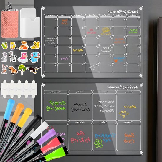 Weekplanner afwasbare maandplanner - 43 x 30 cm acryl kalender ...