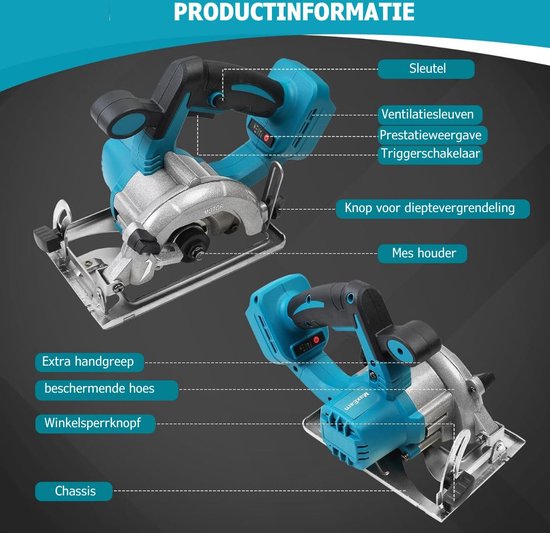 Cirkelzaag Met Geleiderail – Invalzaag Met 2 Zaagbladen 125 mm ...
