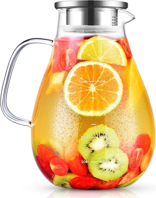 Waterkaraf - Water karaf Glazen karaf 2.4 liter met deksel ...