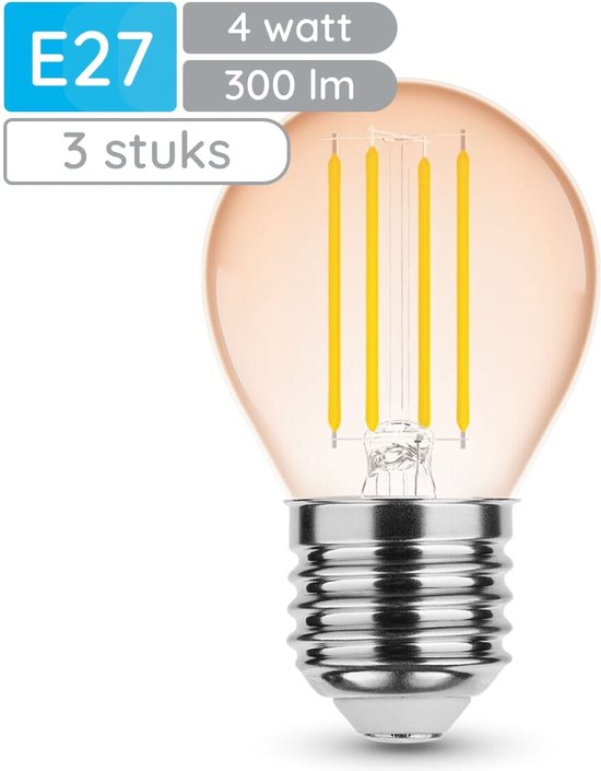 Modee E27 LED Lamp Dimbaar 4W - 300lm - 1800K - Warm Wit - LED Filament Amber Globe... | bol