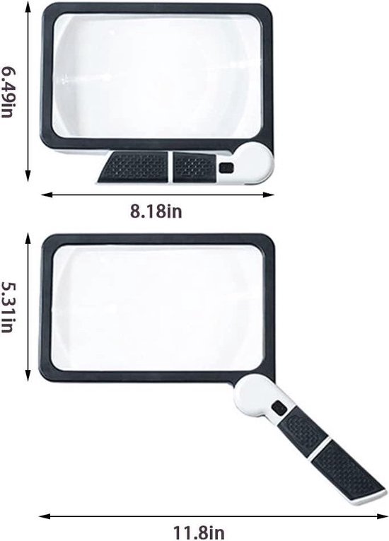 Rechthoekig opvouwbaar licht leesvergrootglas 5x vergroot - 48 LED ...