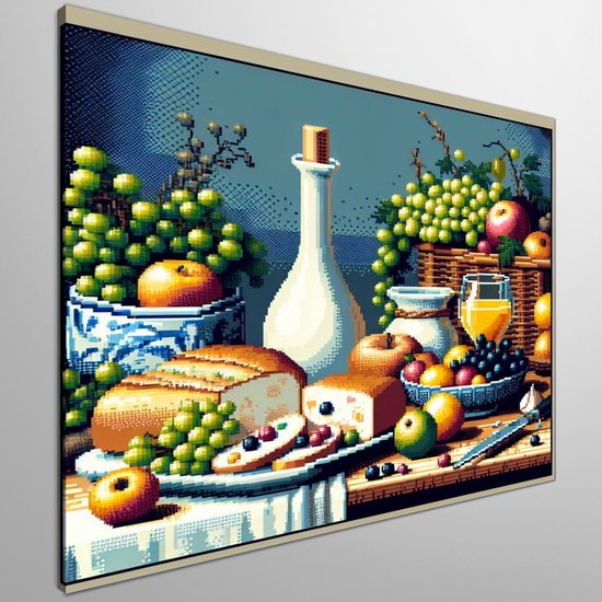 Pixel art stilleven schilderij | Pixelated tranquility: A modern still ...