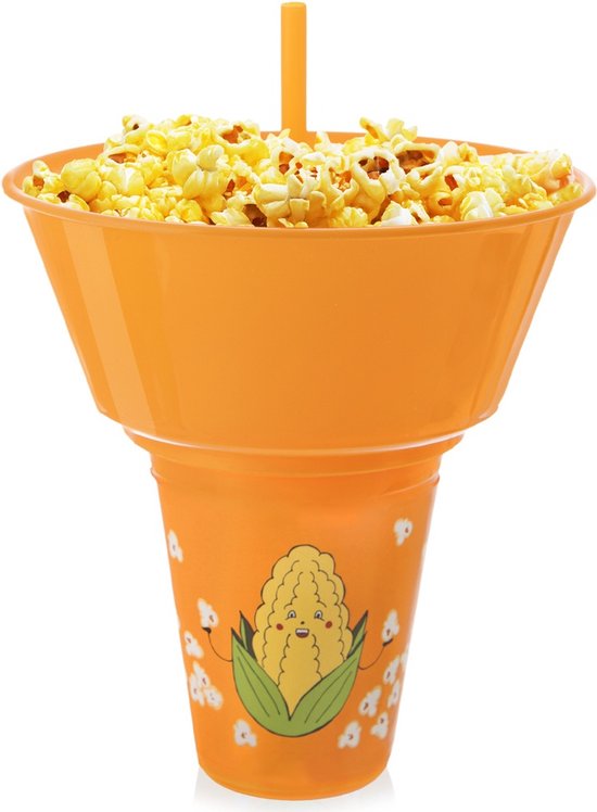 Beker met Popcorn Bak Oranje 500 ml - Mok - Kom - Box - Popcornemmer ...