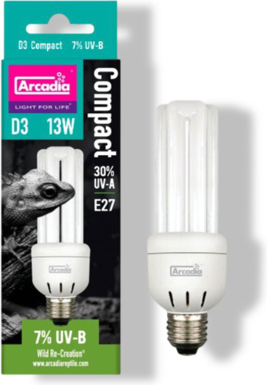 Arcadia D3 Compact Lamp Mini 7% Uvb - Verwarming - 13 Watt | bol
