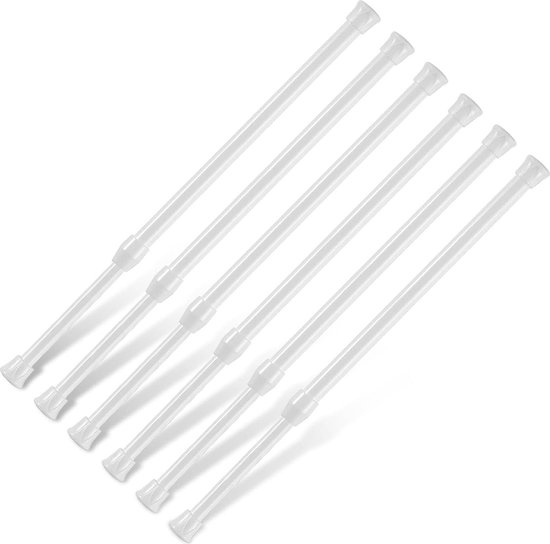 Spanstangen 30-50 cm verstelbaar - 6 stuks, Geen boor spanpaal voor gordijnen, wit -... | bol