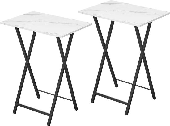 Set of 2 Folding Side Tables - Industrial Style, Easy Assembly - Narrow ...