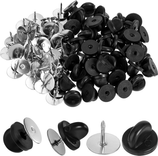 Butterfly Pin Backings - 50 sets Rubber Tie Tack Pin Backing with ...