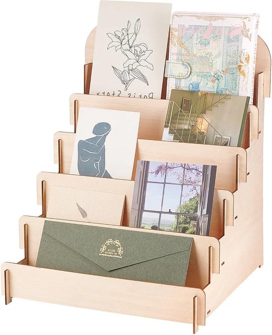 5 Tier Houten Wenskaart Display Stand - Draagbare Kartonnen Sticker ...