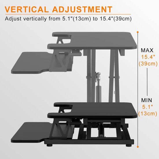 JGS® - Hoogwaardig Verstelbaar Sta-Bureau, 55x40 cm, Snelle Verstelling ...