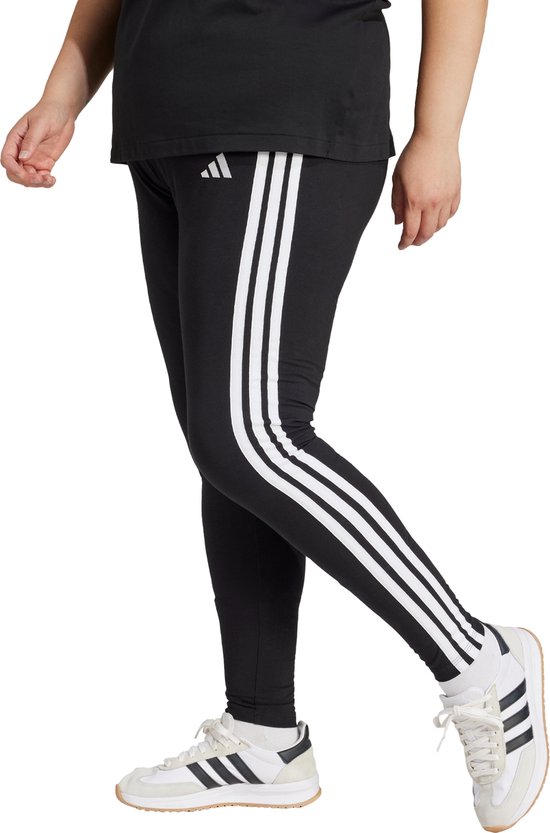 adidas Sportswear Essentials 3-Stripes Katoenen Legging (Grote Maat) - Dames - Zwart- 2X | bol