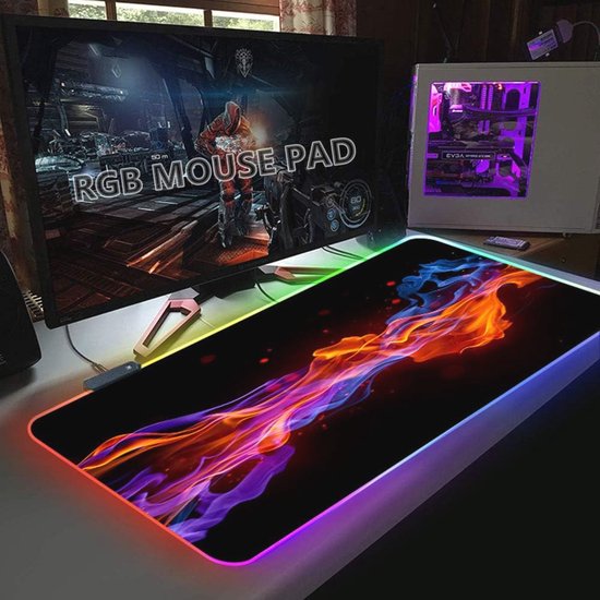 Gaming Muismat met LED Verlichting - Extra Grote Antislip Muismat (80 x ...
