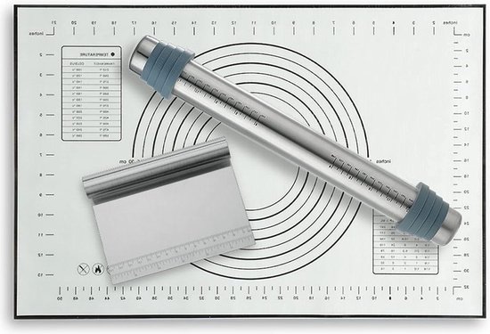 Verstelbare Deegroller 430 Roestvrijstalen Deegroller - Met Schaalmat ...