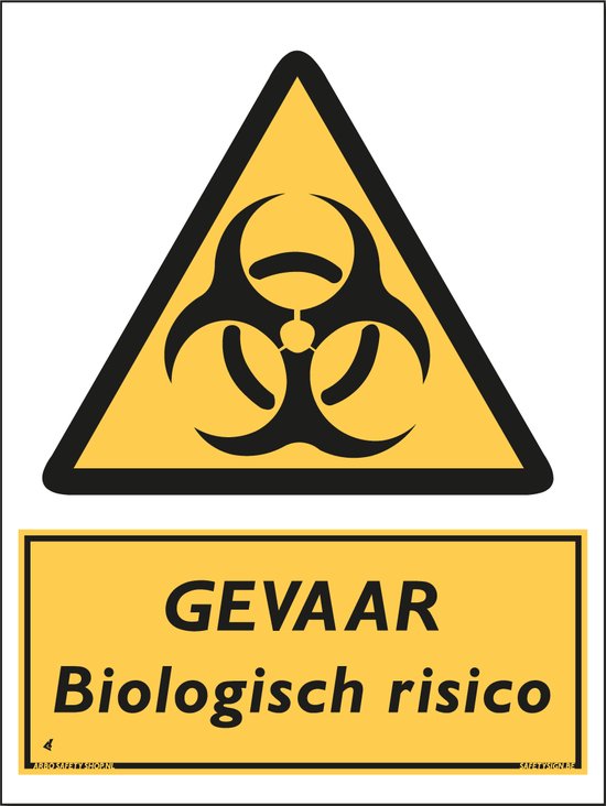 GEVAAR Biologisch risico bord - Bord 300 x 400 mm - (Aluminium) | bol
