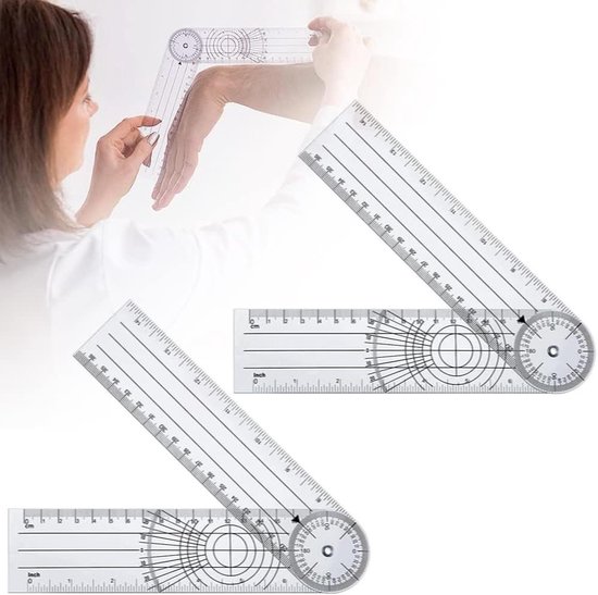 2pcs 360°PVC Protractor Physiotherapy - Orthopedic Protractor - cm/inch ...