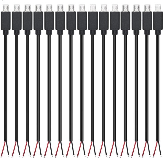 Micro-USB Pigtail-kabel 15 stuks - 22 AWG 3A USB-stekker met open ...