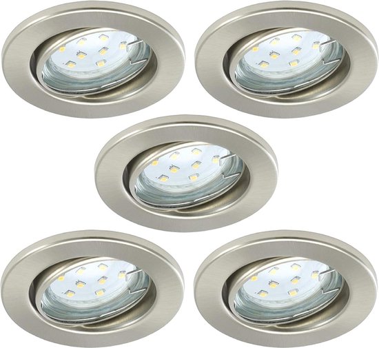 LED-inbouwspots - set van 5 - ronde rvs optiek - TG6729-052GU5SD ...