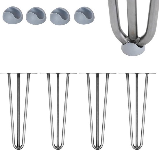 Hairpin legs, 4-delige set, tafelpoten van staal, 2 of 3 stutten, zwart ...