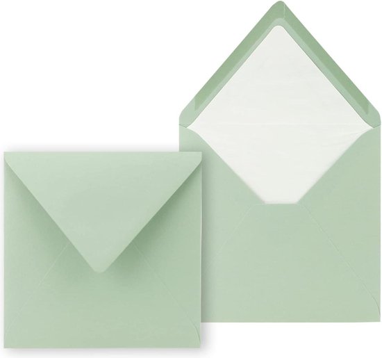 Square 16 x 16 cm Eucalyptus Envelopes with White Silk Lining - Without ...