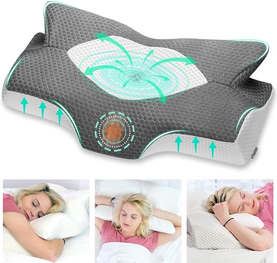 Orthopedisch traagschuim nekkussen voor cervicale hals en schouderpijn - Uitneembaar... | bol