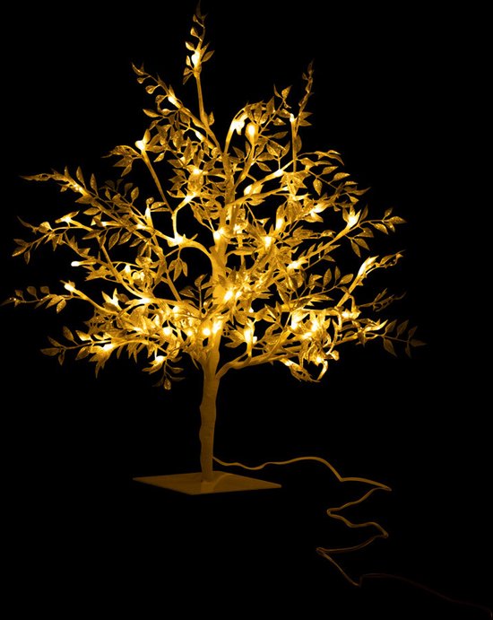 J-line - Boom Blaadjes Glitter+led Metaal Zilver Small - 25x25x56cm | bol