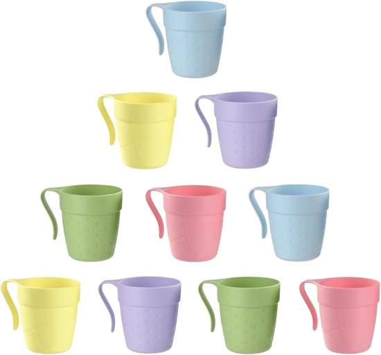 Set van 10 kleurrijke mix BPA-vrij drinkbekers met handvat voor ...