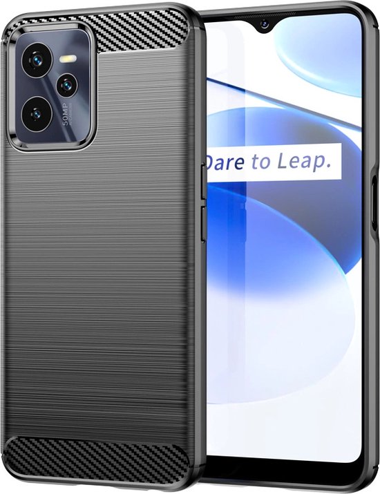 Carbon - Case - voor Realme C35 flexibele siliconen carbon cover zwart ...