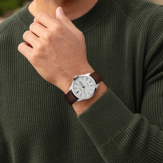 Olympic OL26HSL077 JOHN Horloge - Staal - Leer - Zilver | bol